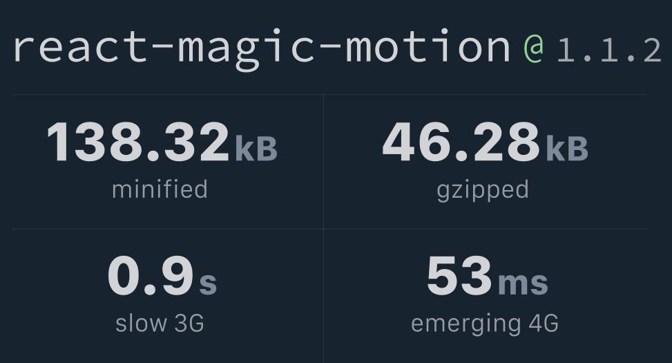 react-magic-motion Bundlephobia