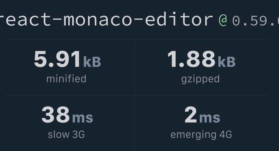 React Monaco Editor Bundlephobia