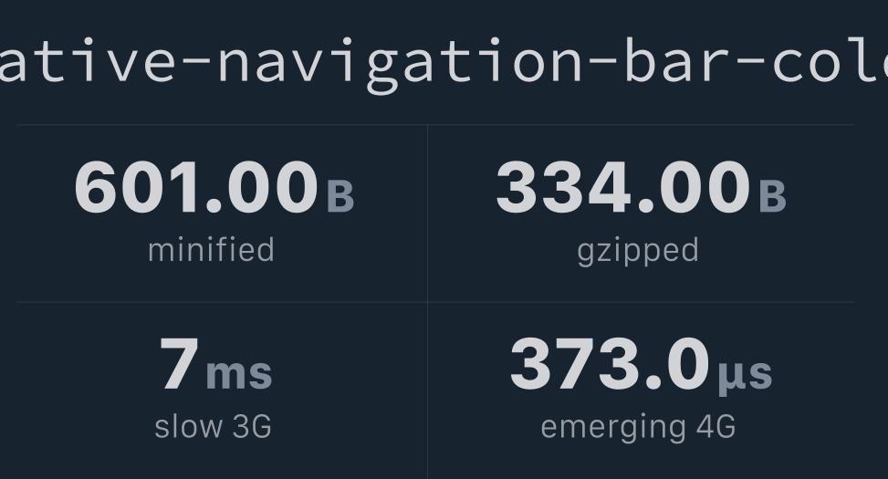 react-native-navigation-bar-color Bundlephobia