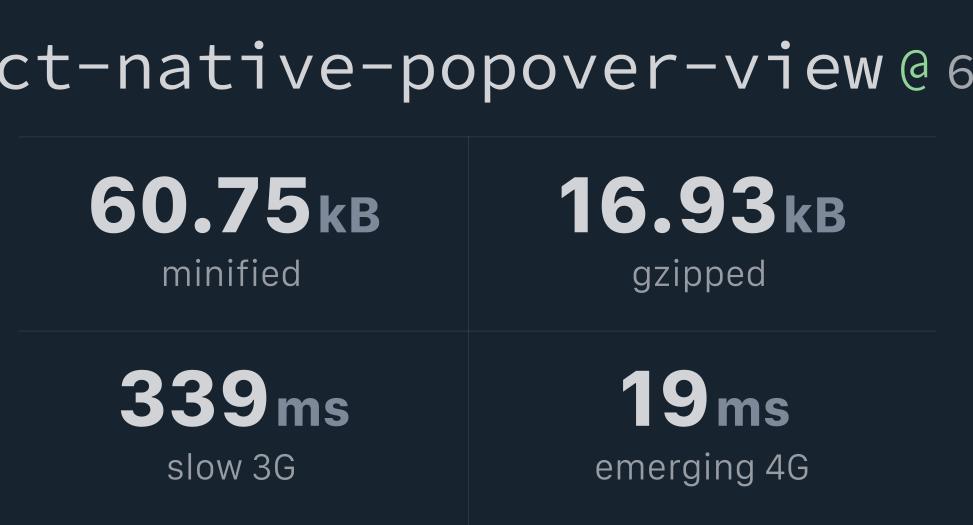 react-native-popover-view Bundlephobia