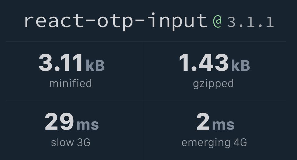 react-otp-input Bundlephobia