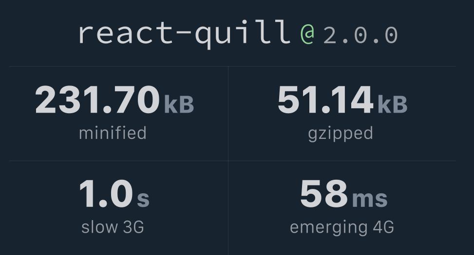 react-quill Bundlephobia
