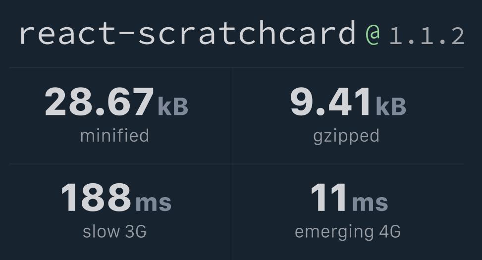 react-scratchcard Bundlephobia