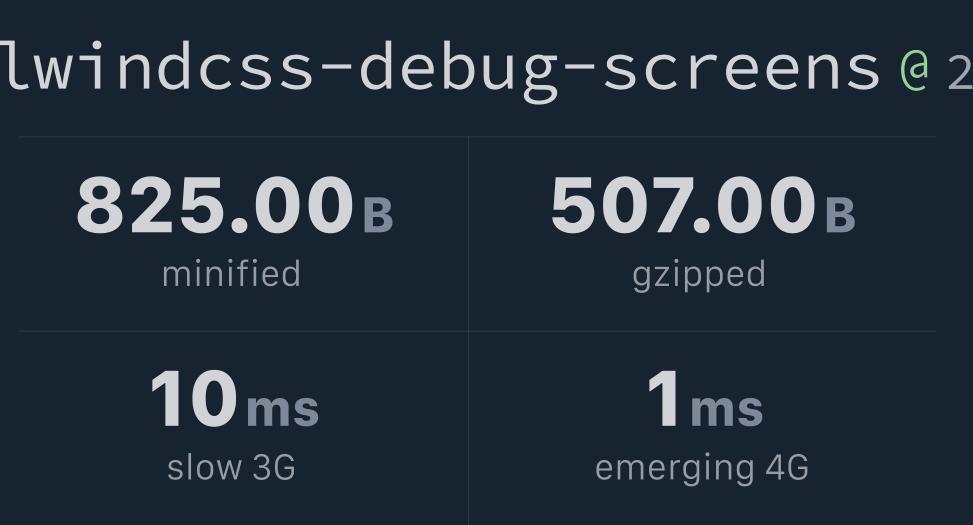 tailwindcss-debug-screens v2.2.1 Bundlephobia