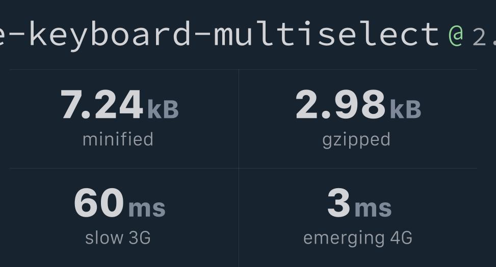 vue-keyboard-multiselect Bundlephobia