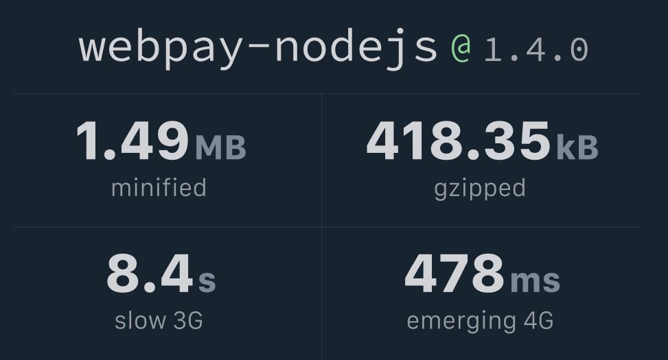 webpay-nodejs Bundlephobia
